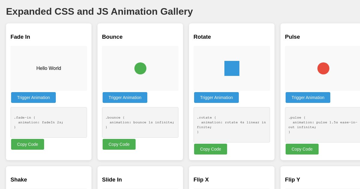Expanded CSS and JS Animation Gallery