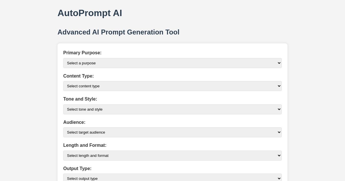 AutoPrompt AI - Advanced AI Prompt Generation Tool