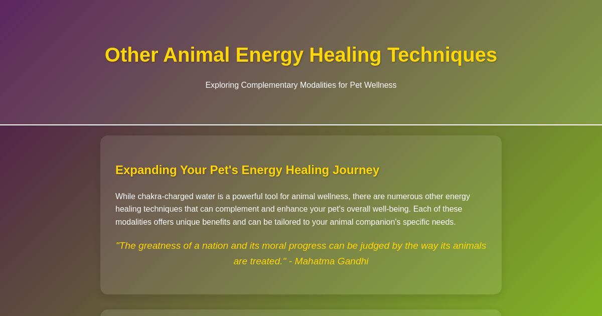 Other Animal Energy Healing Techniques - Illumination Secrets