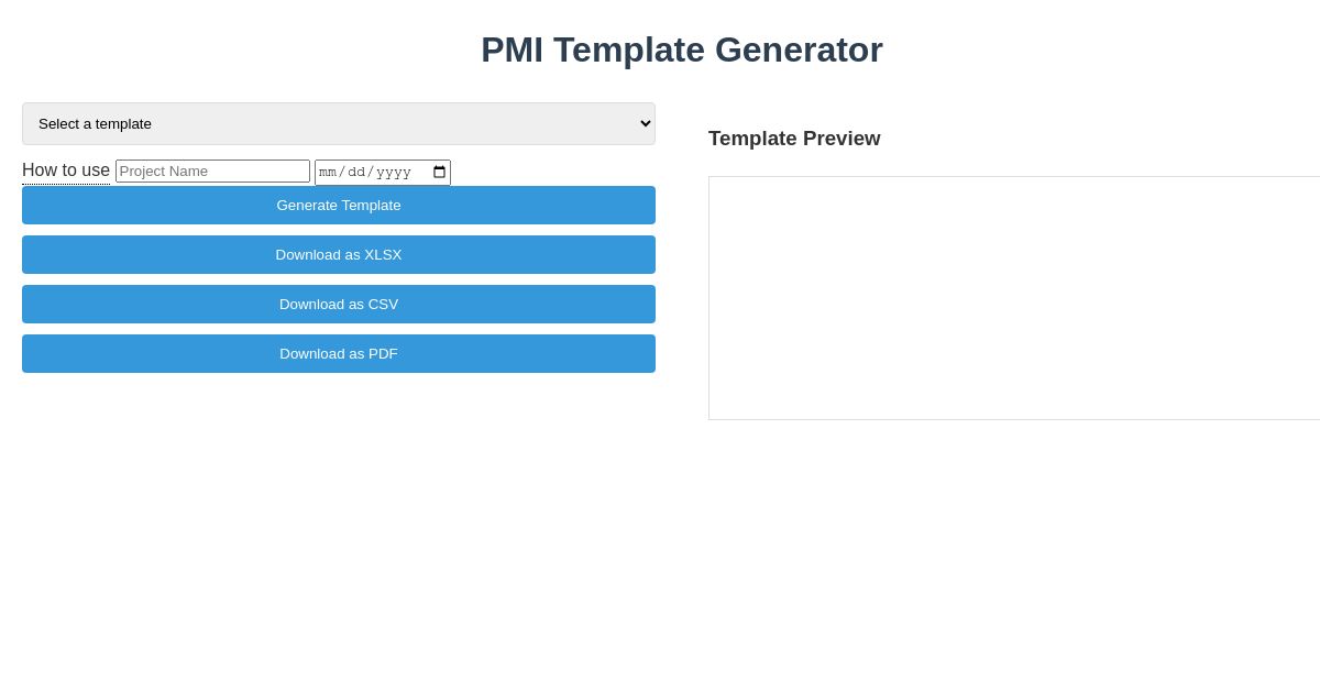 PMI project management templates creator
