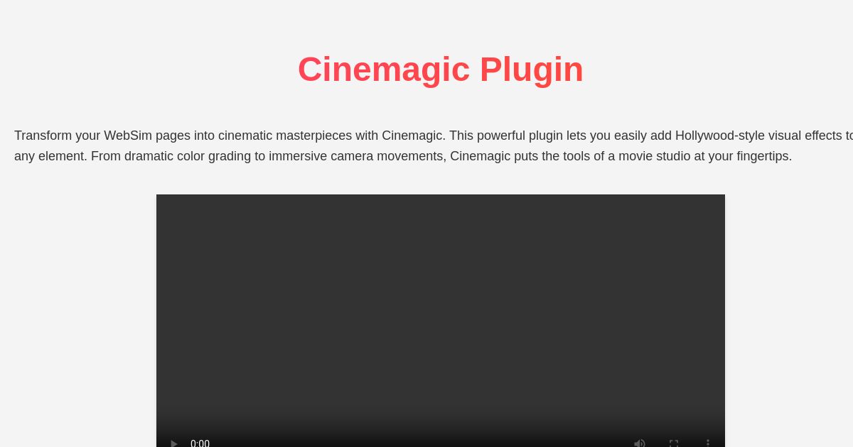 Cinemagic Plugin | WebSim