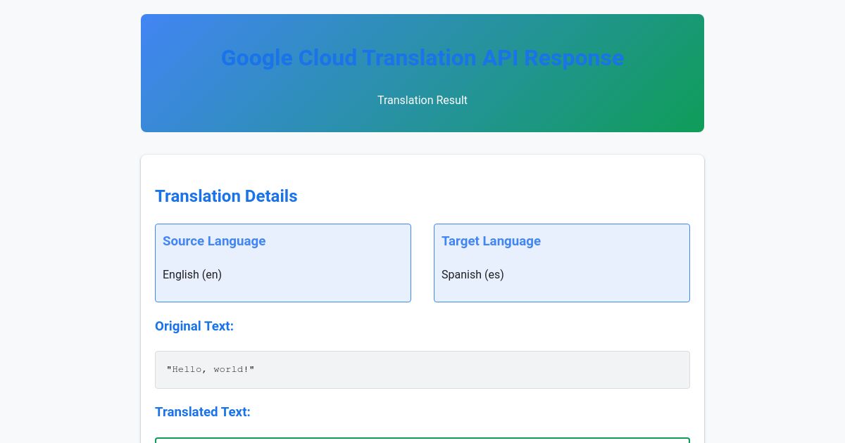 Google Cloud Translation API Response