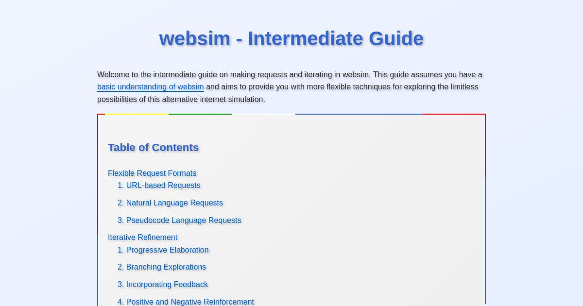websim - Intermediate Guide