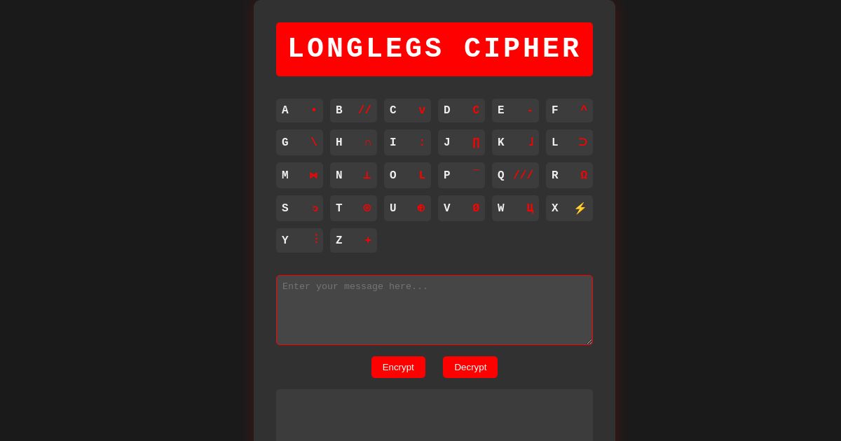 LONGLEGS Cipher - Interactive Encryption/Decryptionst
