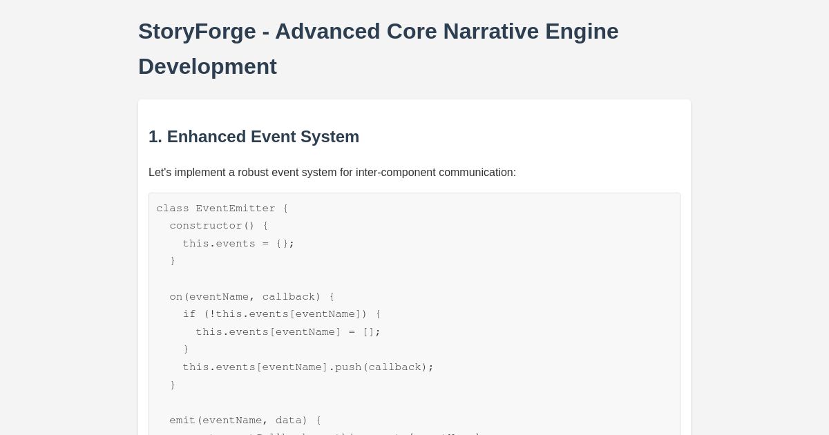 StoryForge - Advanced Core Narrative Engine Development