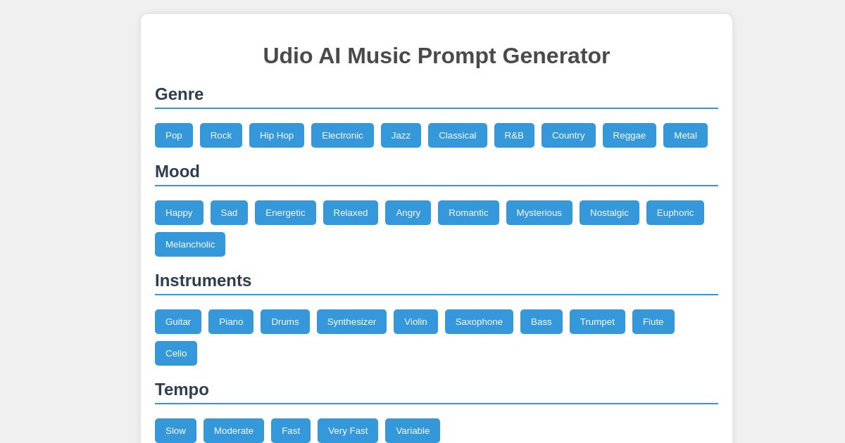 Udio AI Music Prompt Generator