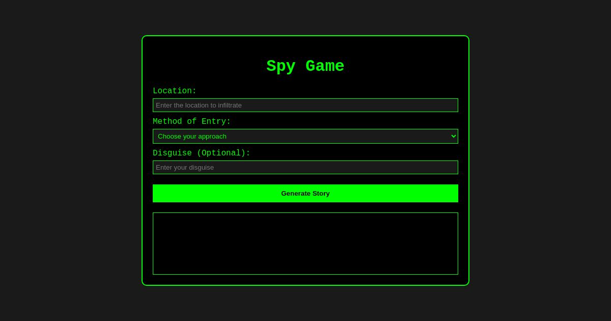 Spy Game - Interactive AI Story Generator