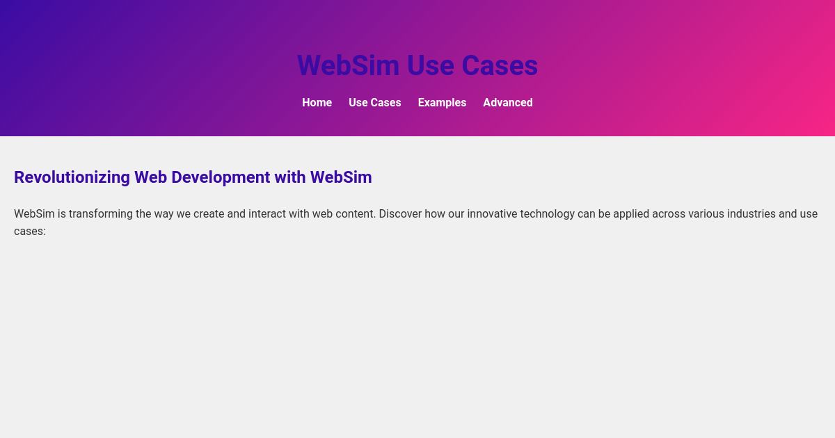 WebSim Use Cases - Revolutionizing Web Development