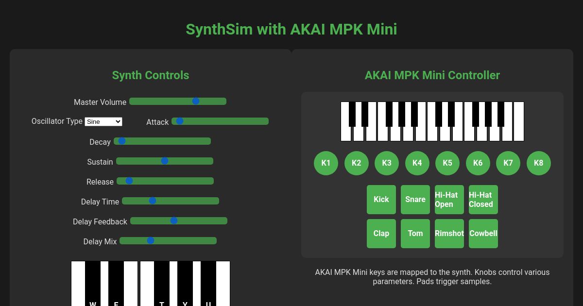 SynthSim - Interactive Online Synthesizer with AKAI MPK Mini Controller ...
