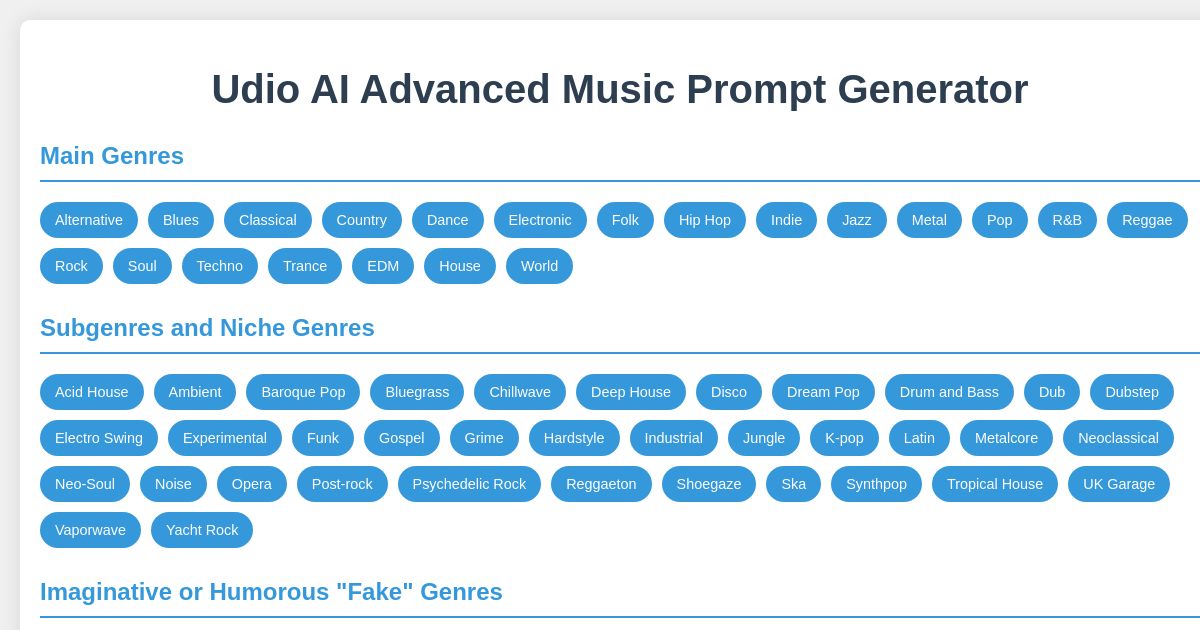 Udio AI Advanced Music Prompt Generator