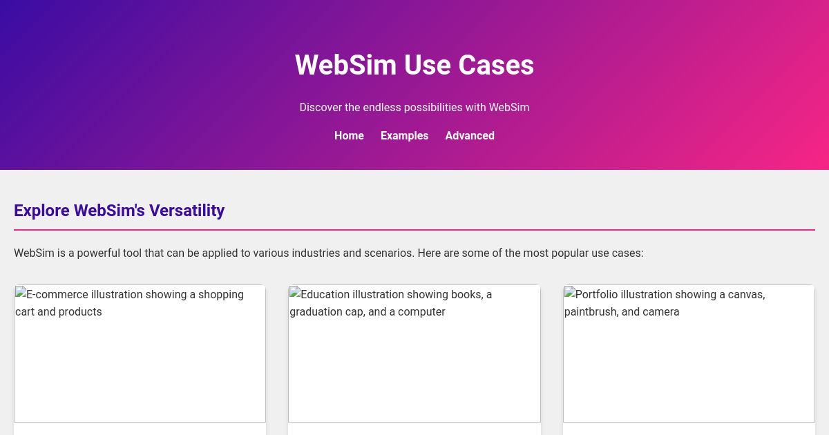 WebSim Guide: Use Cases