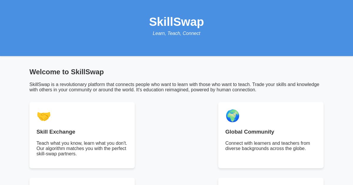 SkillSwap - Learn, Teach, Connect