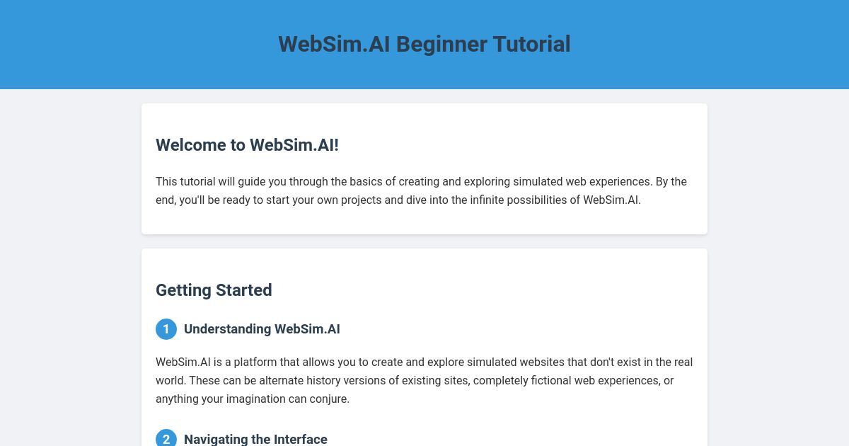 WebSim.AI - Beginner Tutorial