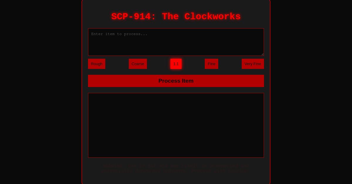SCP-914 Emulator: The Clockworks