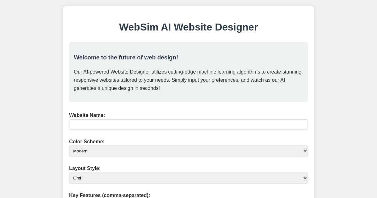 WebSim AI - Website Designer