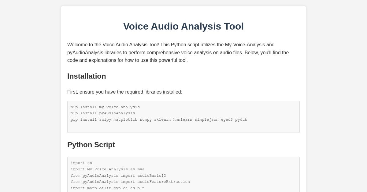 Voice Audio Analysis Tool