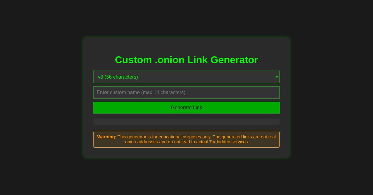 Custom Fake .onion Link Generator