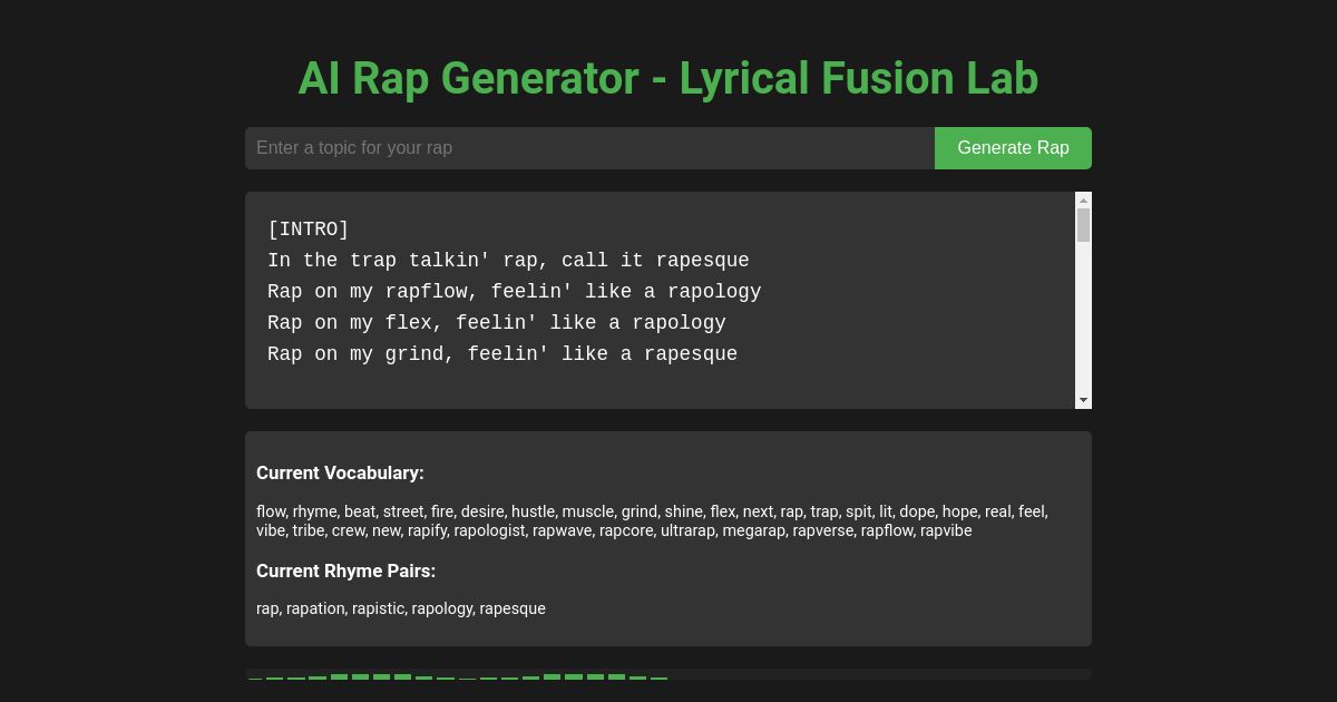 AI Rap Generator - Lyrical Fusion Lab with Evolving Vocabulary