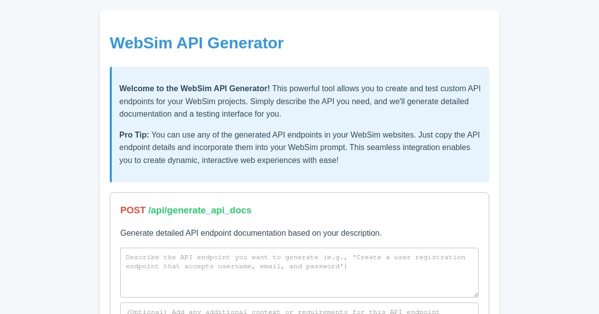 WebSim API Generator
