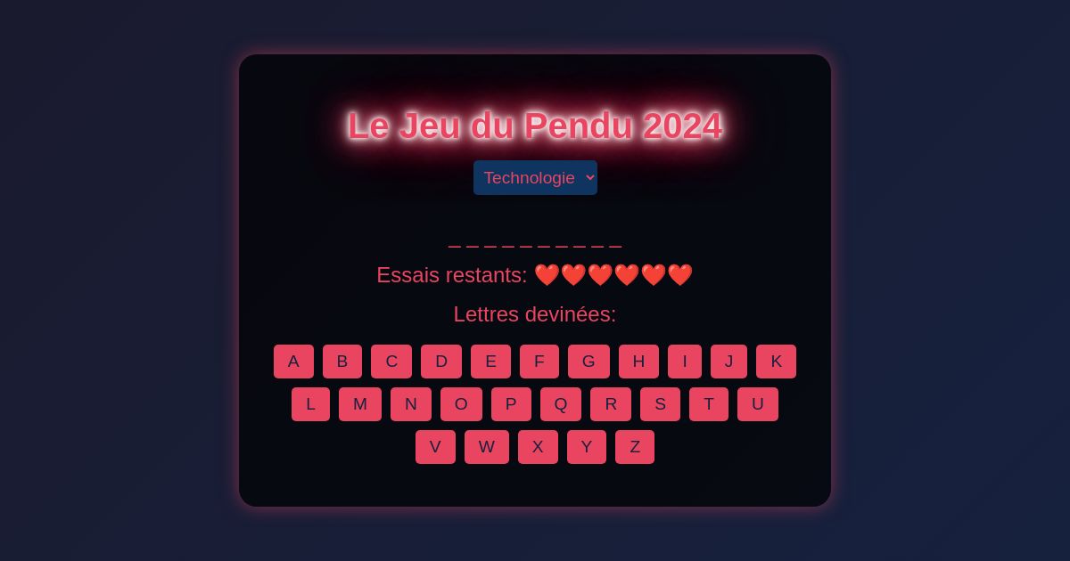 Le Jeu du Pendu - Version 2024