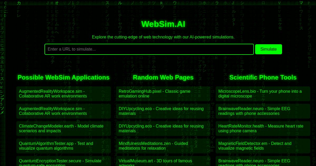WebSim.AI - Simulating Infinite Web Possibilities