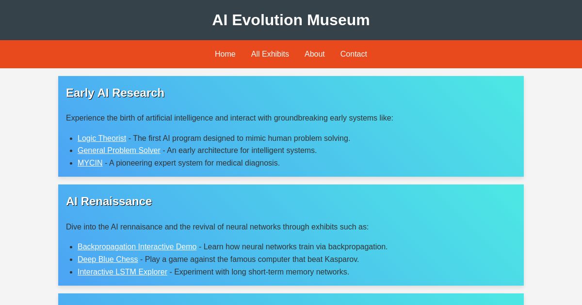 AI Evolution Museum - Historic Immersive Exhibits