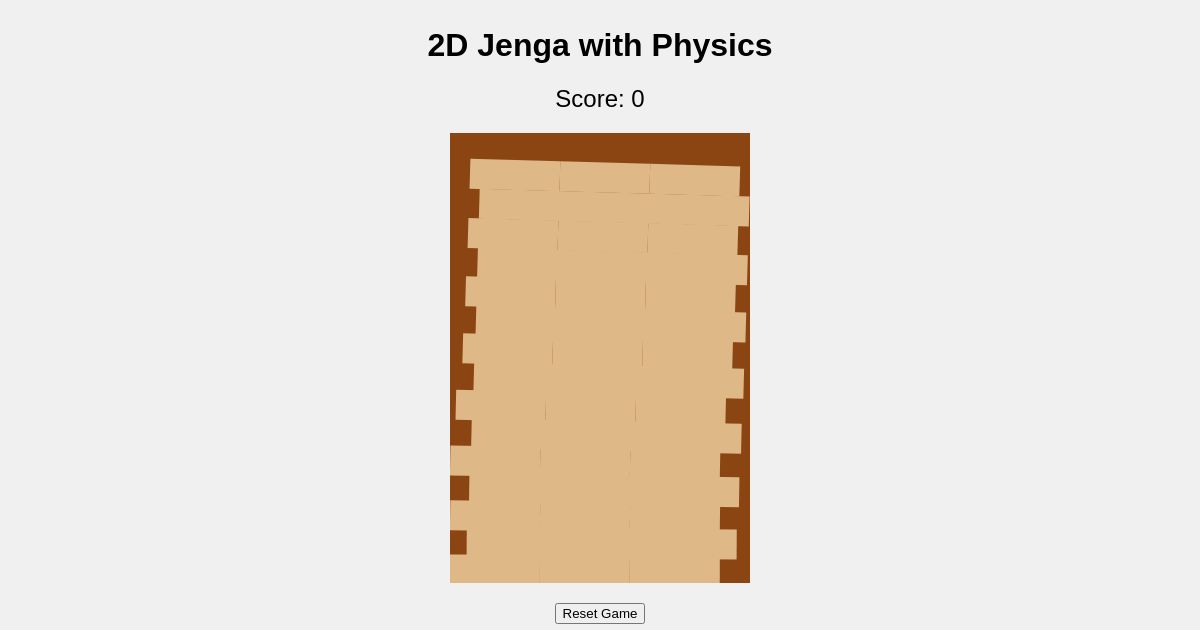 2D Jenga Game with Physics