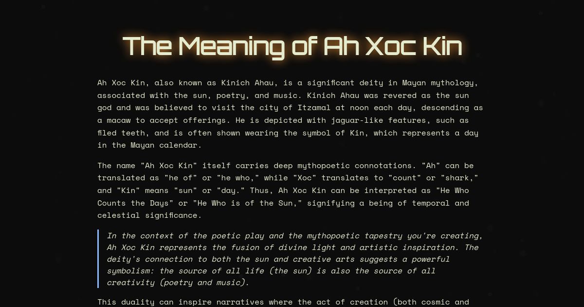 The Meaning of Ah Xoc Kin