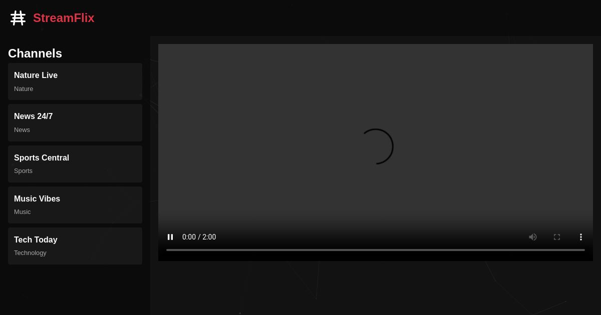 StreamFlix - Live Streaming with Dynamic Background