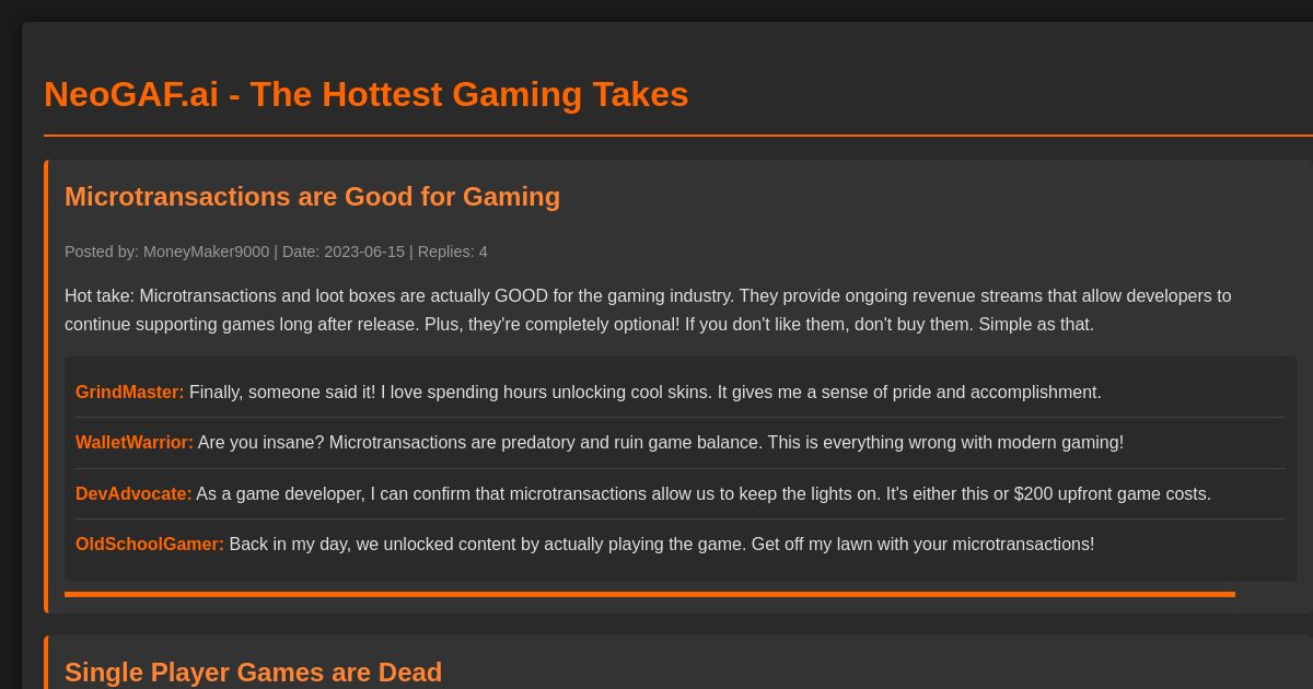 NeoGAF.ai - The Hottest Gaming Takes