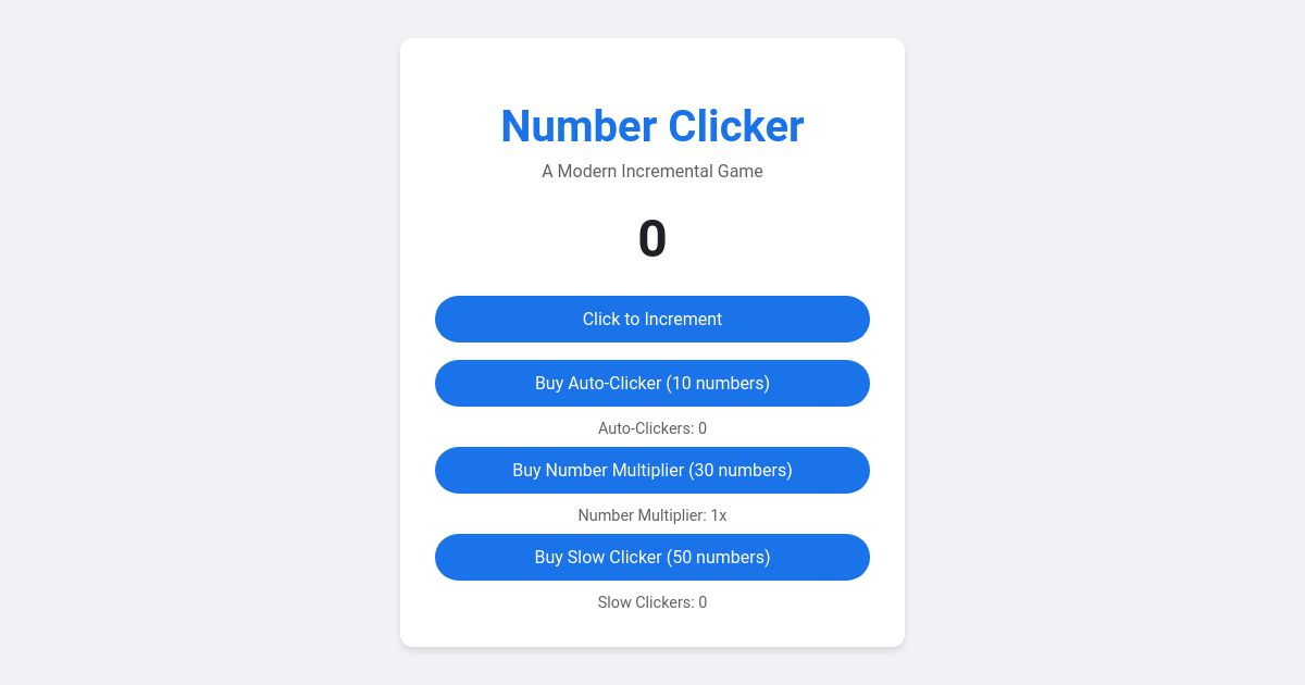 Number Clicker - Modern Incremental Game