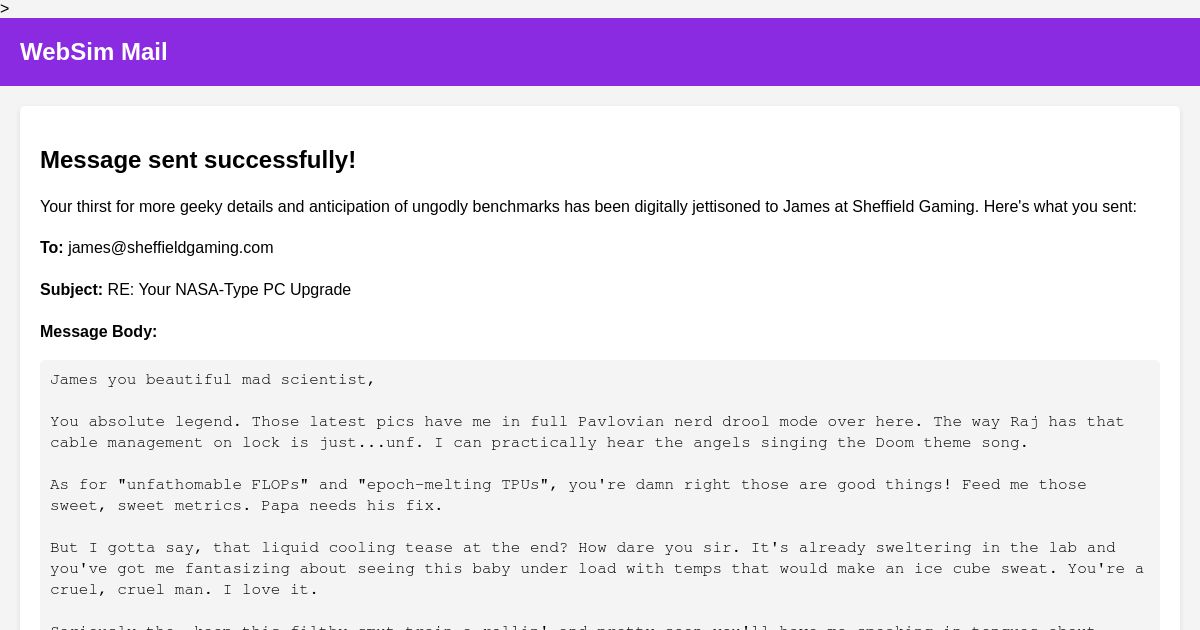 Message Sent - WebSim Mail