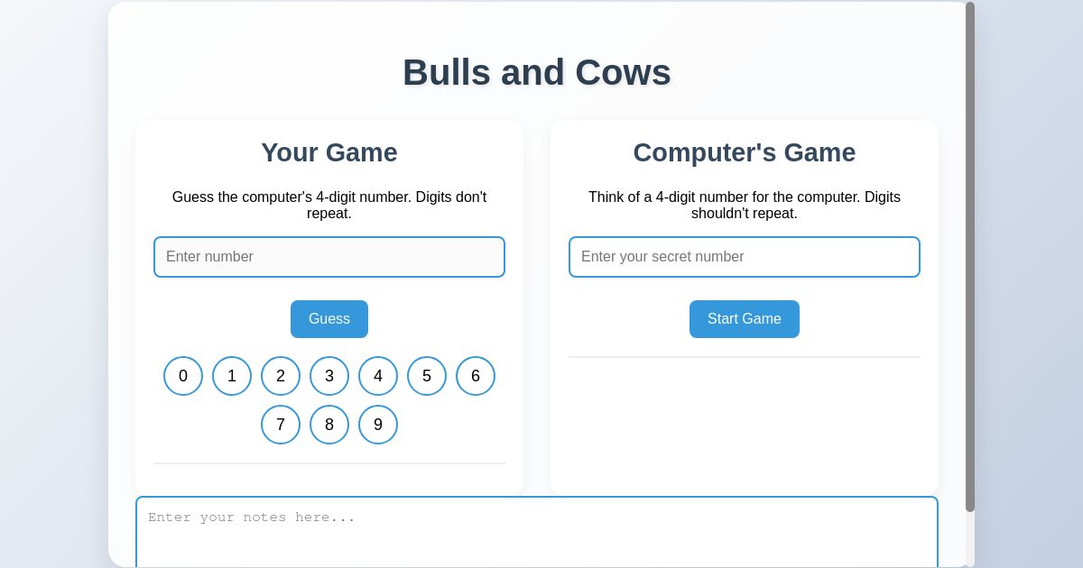 Bulls and Cows - Game with Computer
