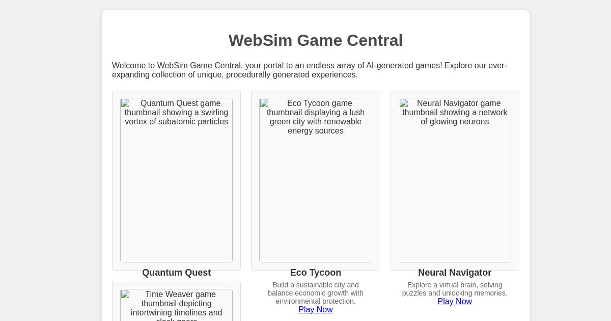 WebSim Game Central