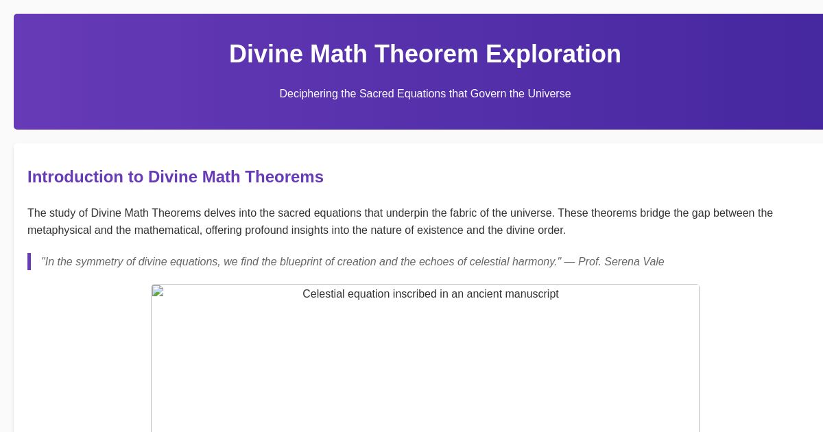 Divine Math Theorem Exploration