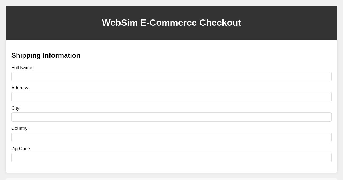 WebSim E-Commerce: Checkout