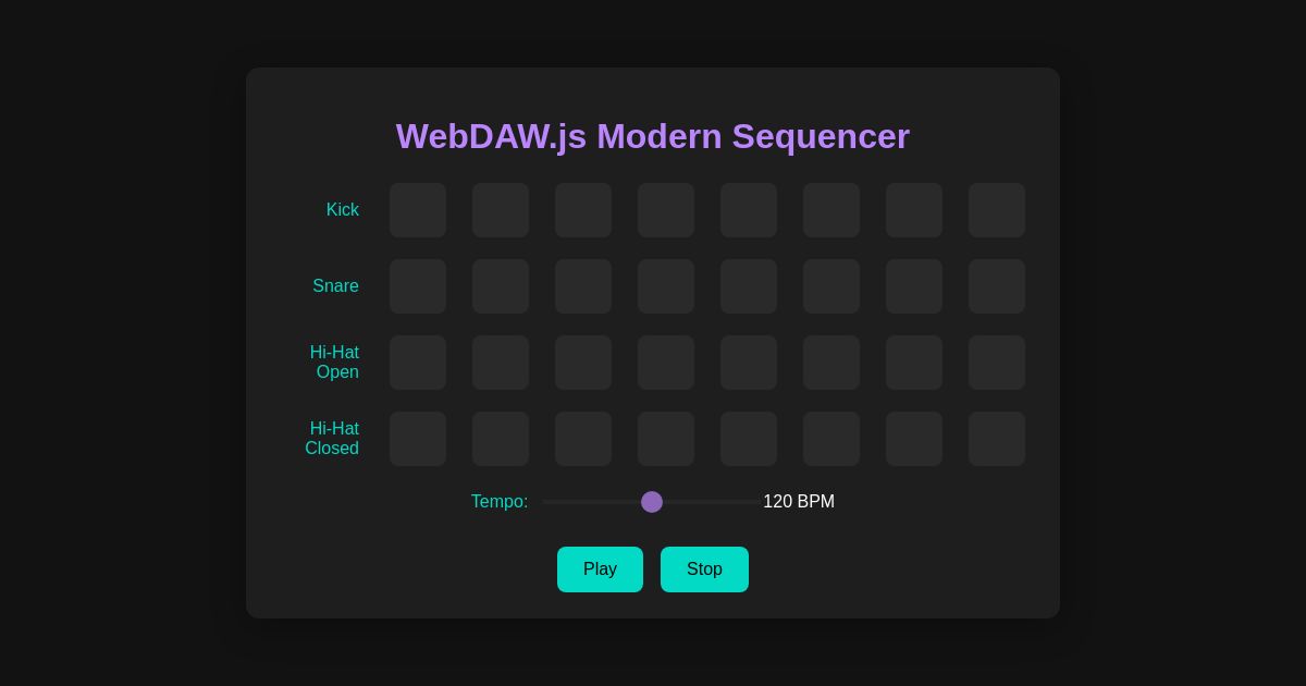 WebDAW.js - Modern UI Drum Sequencer