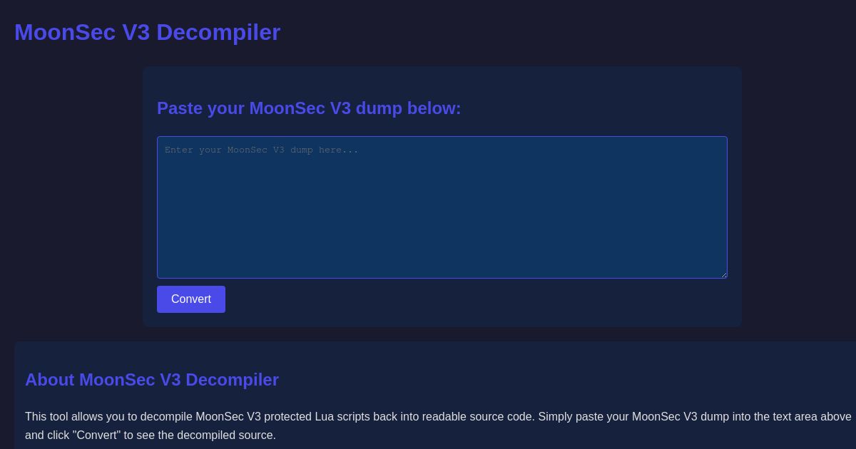 MoonSec V3 Decompiler (From Dump)
