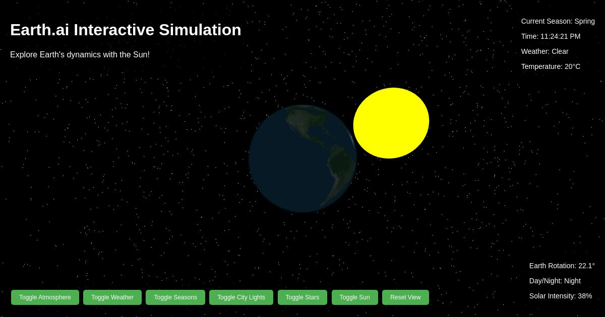 Earth.ai - Interactive Earth and Sun Simulation