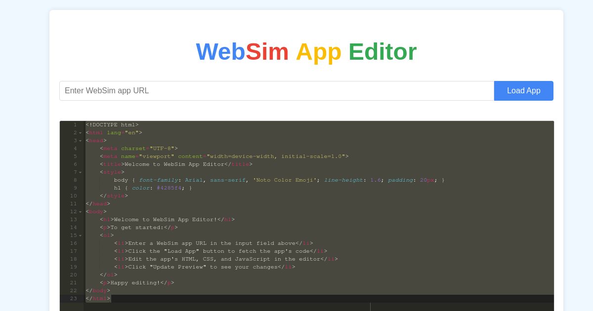 WebSim App Editor