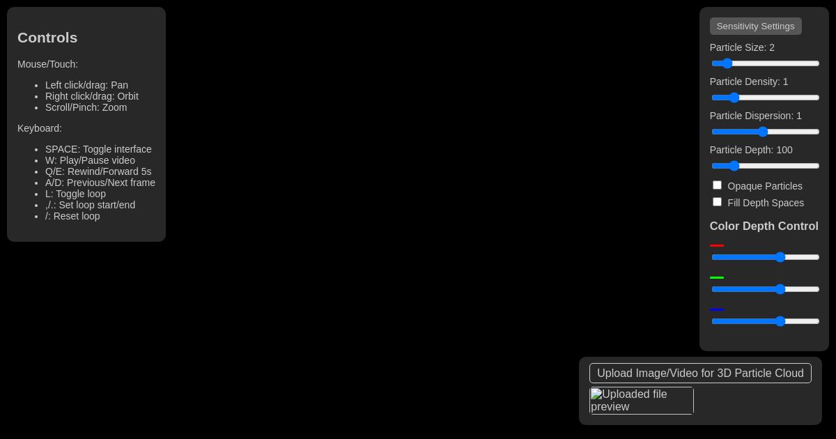 3D Particle Cloud Visualizer - Interactive Image/Video Analysis