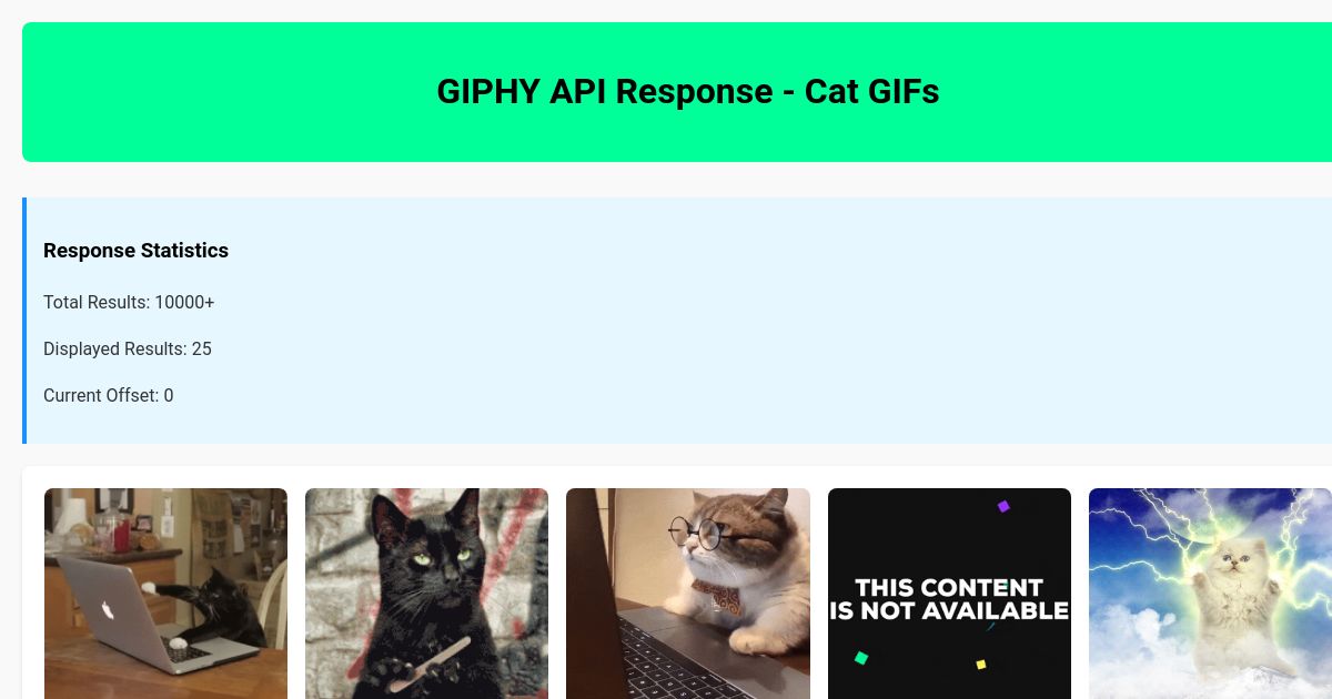 GIPHY API Response - Cat GIFs