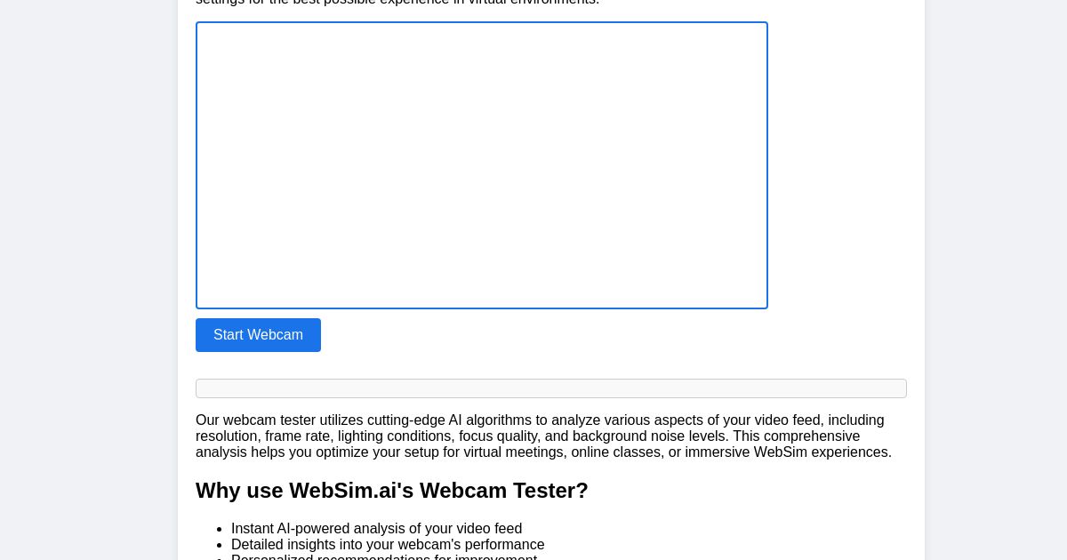 Webcam Tester | WebSim.ai
