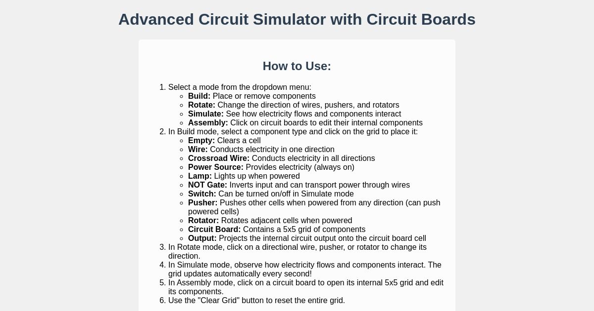Advanced Circuit Simulator with Circuit Boards