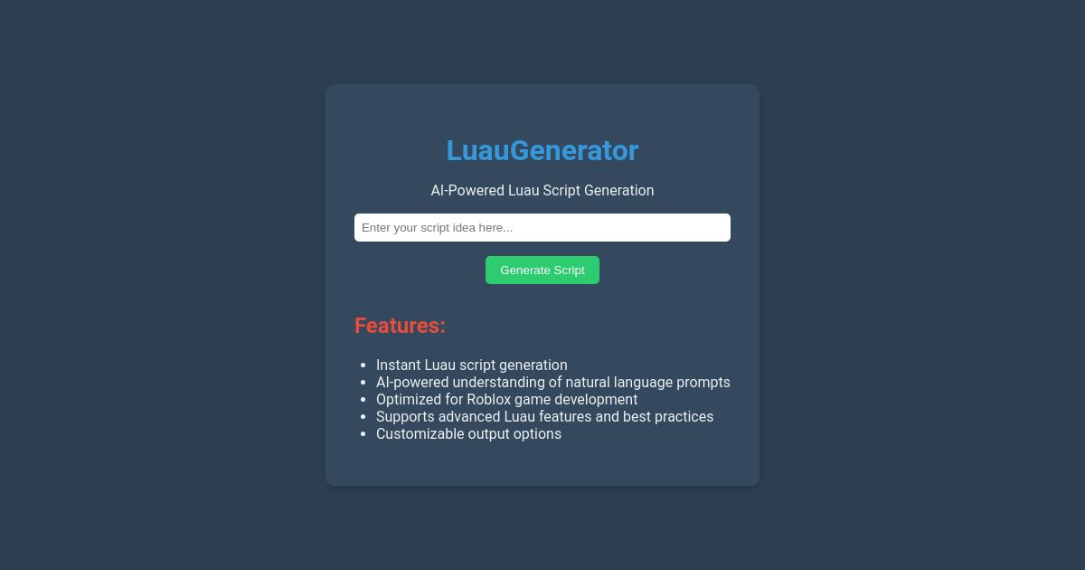 LuauGenerator - AI-Powered Luau Script Generation