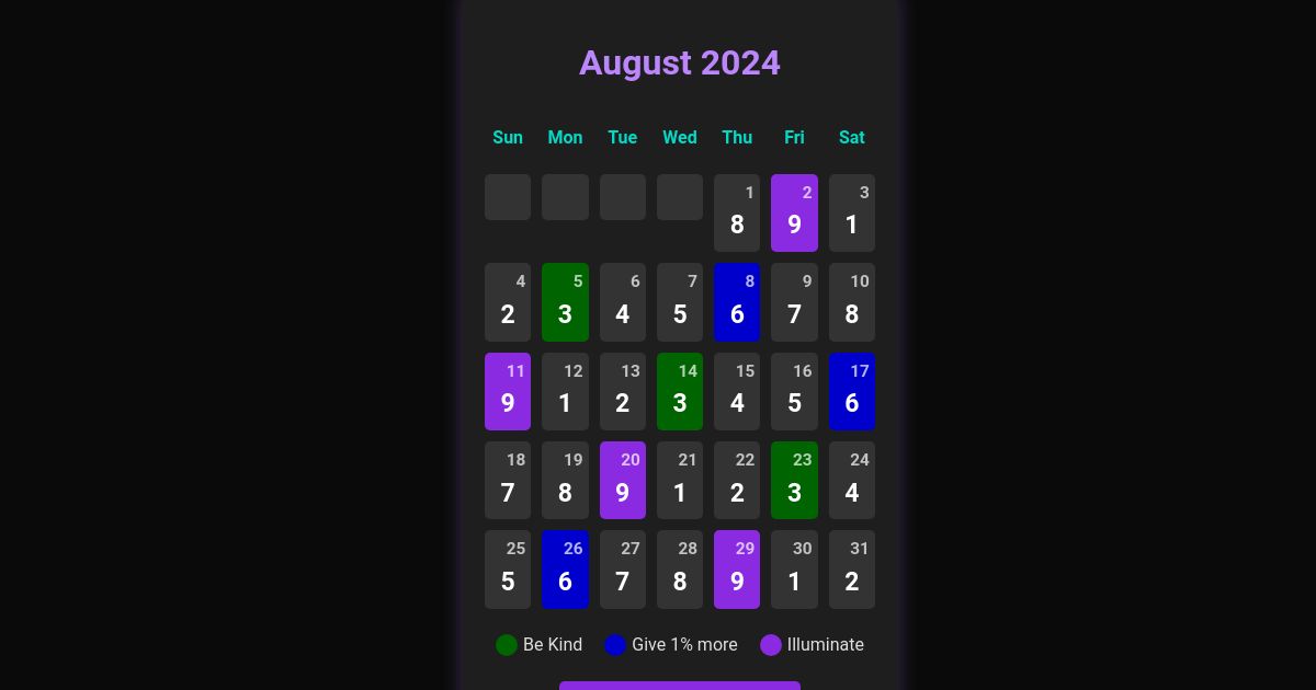 August 2024 - Digital Root Calendar