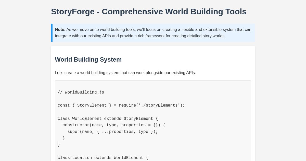 StoryForge - Comprehensive World Building Tools