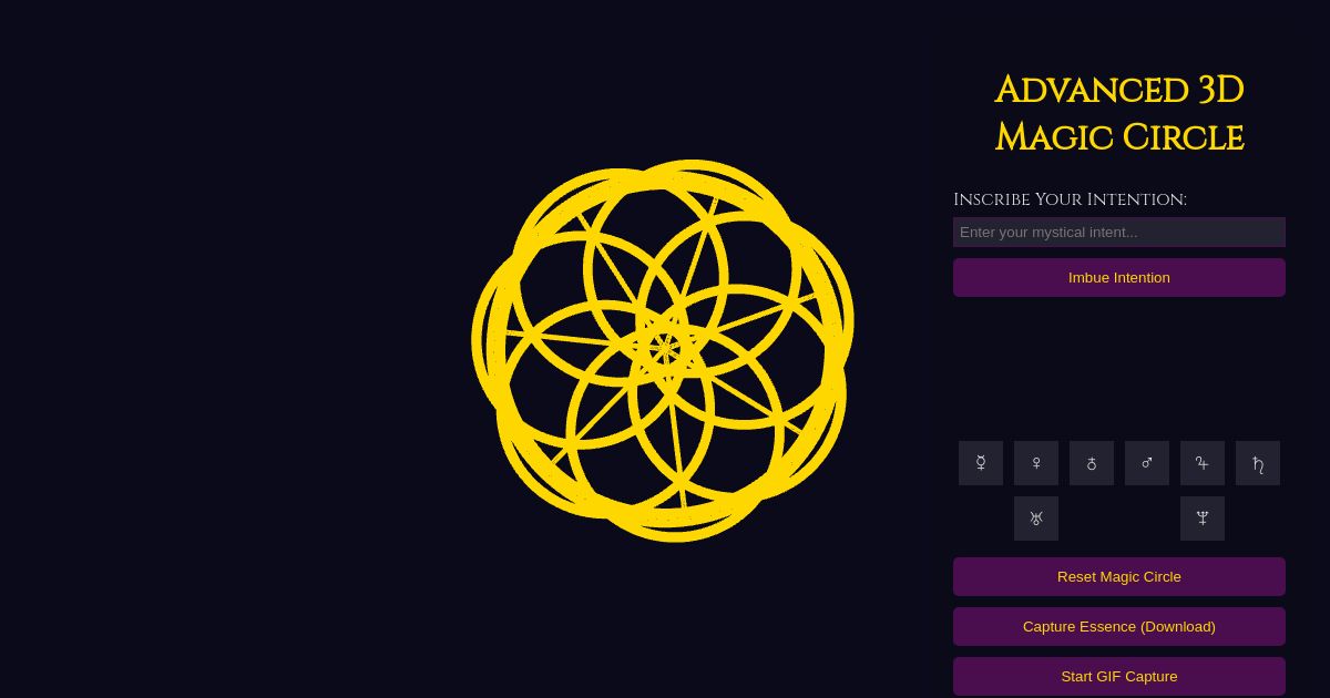 Advanced 3D Magic Circle Generator - WebSim