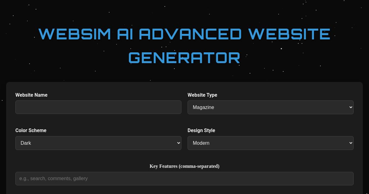 WebSim AI - Advanced Website Generator