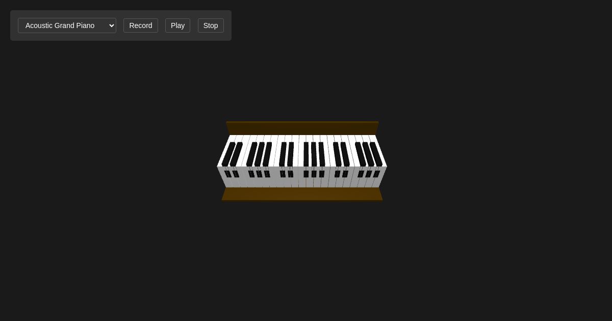3D Piano Keyboard with Black Keys